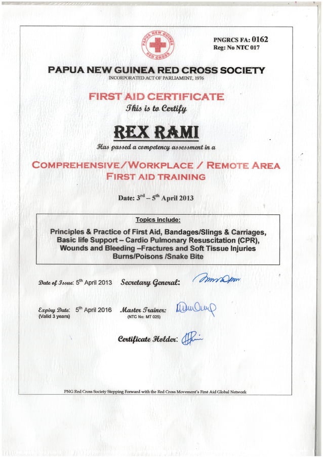 FIRST AID CERTIFICATE | PDF