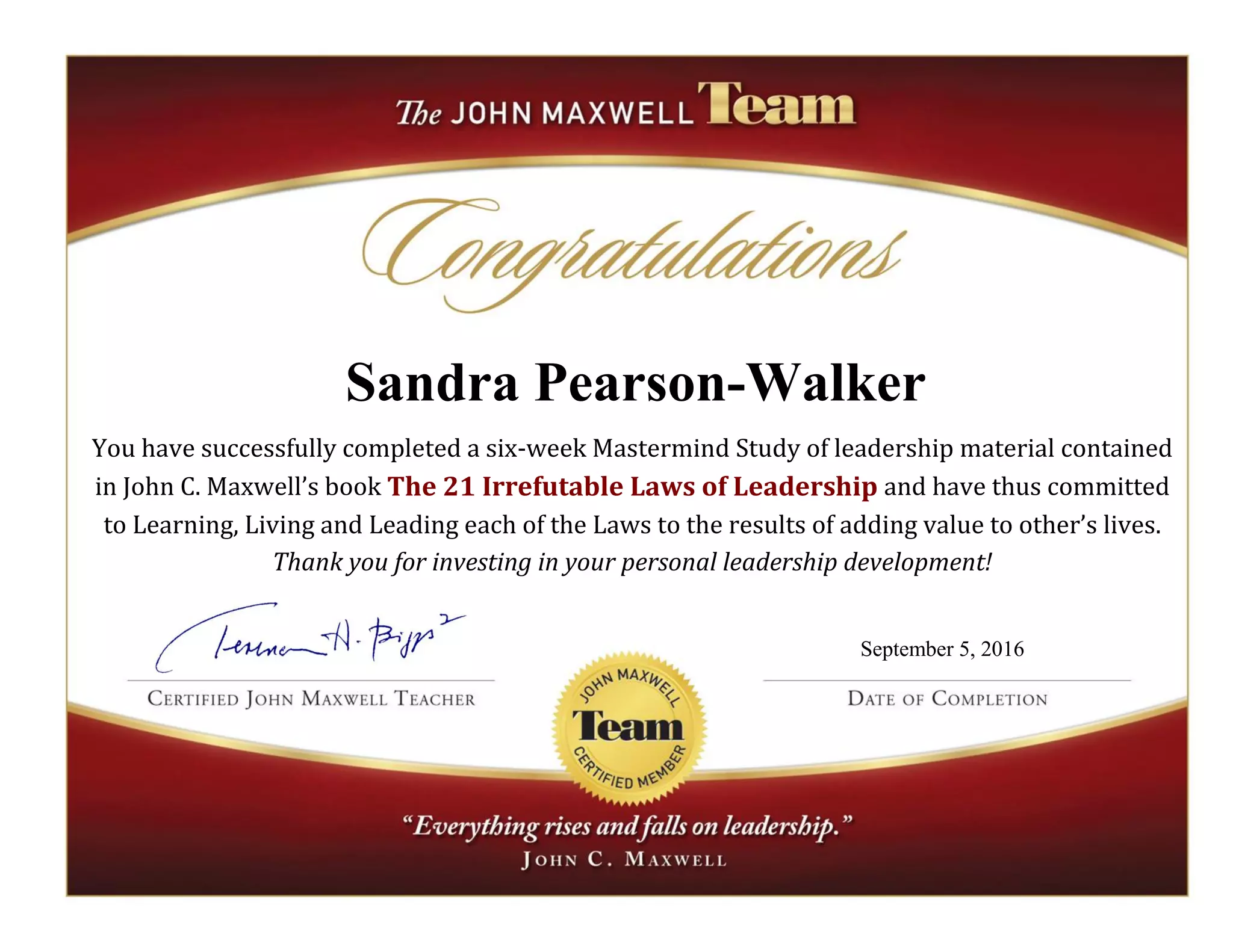 SIGNED Mastermind Group Certificate Coach Biggs for Sandra ...