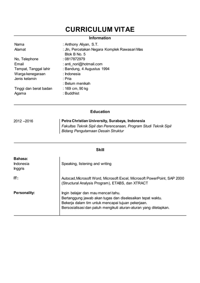 CV dan Surat Keterangan Lulus[jobstreet] | PDF