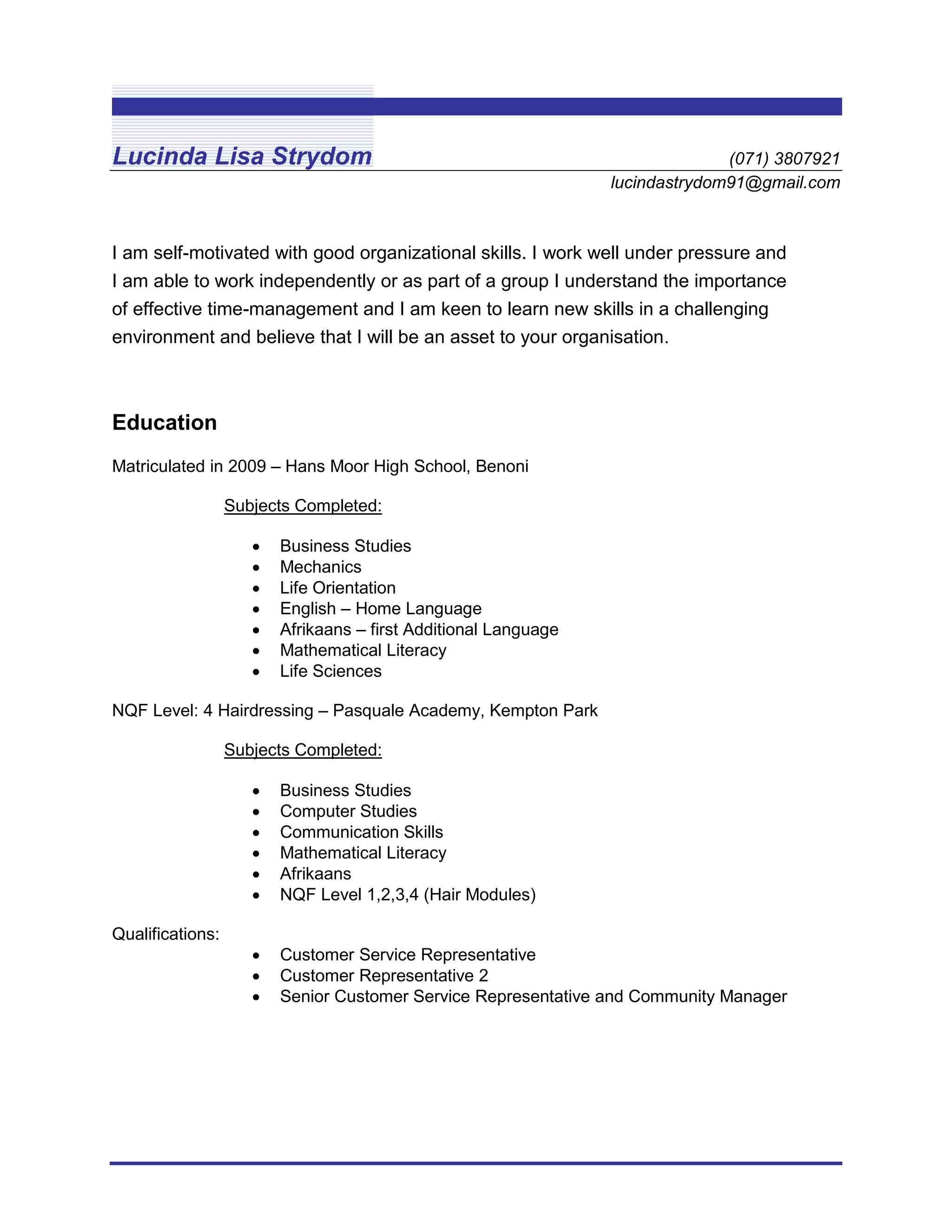 Lucinda_Strydom_CV3 (1) | PDF