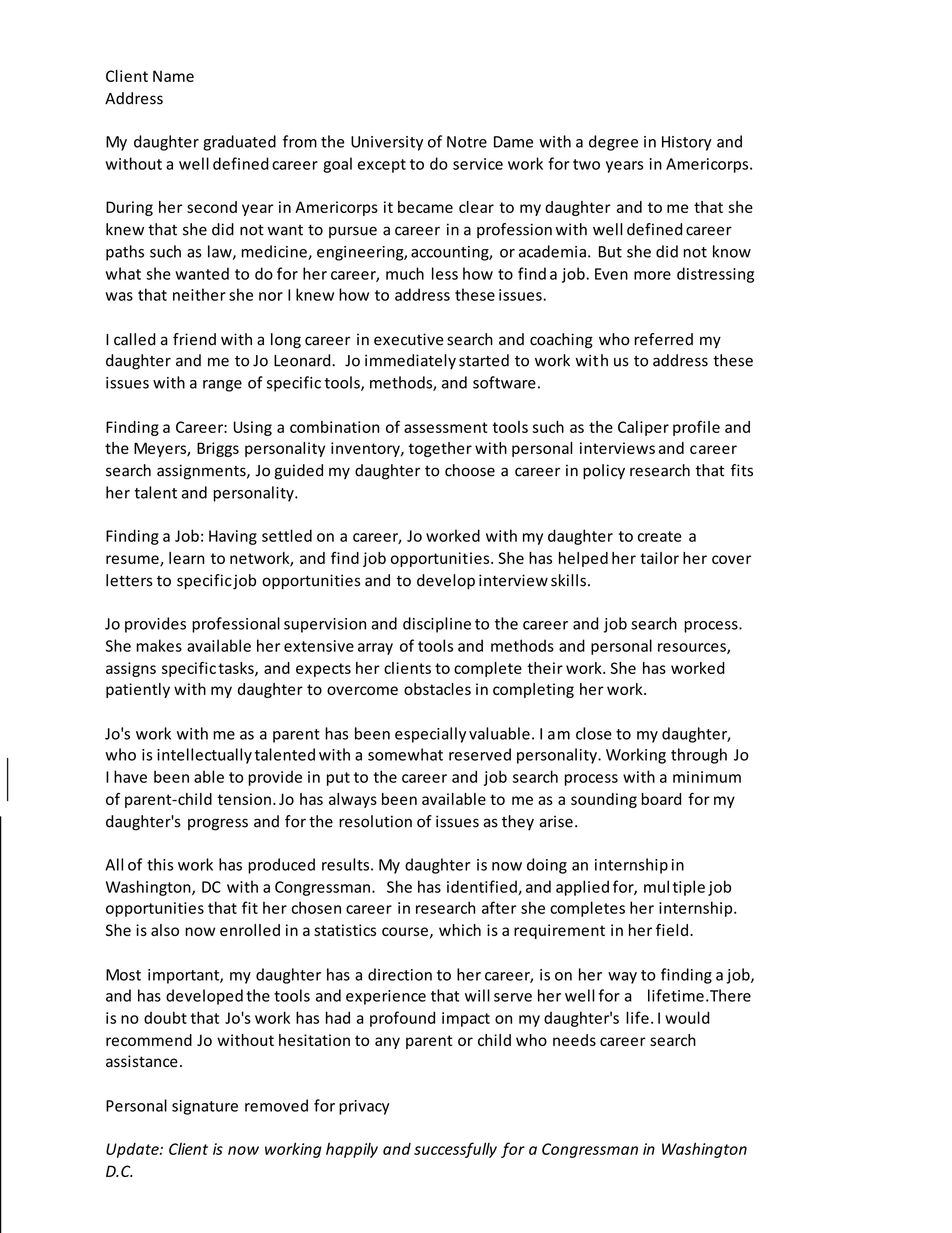 CC Client Letter | PDF