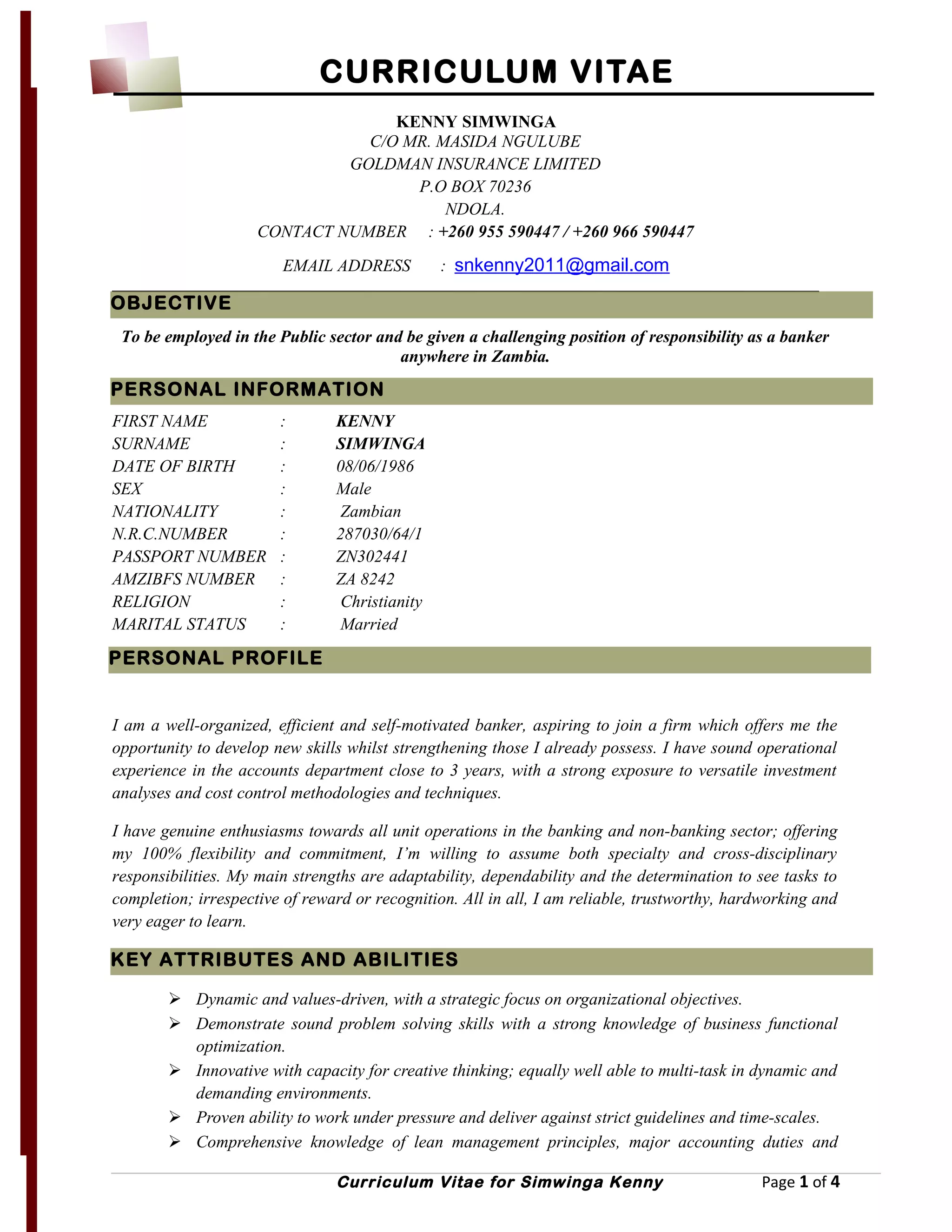 CURRICULUM VITAE | DOC | Resume Writing and Advice | Job Search