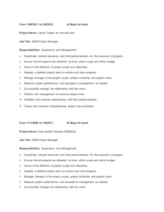 Jamal Tayem CV Feb 2017 | DOCX | Construction Industry | Industries