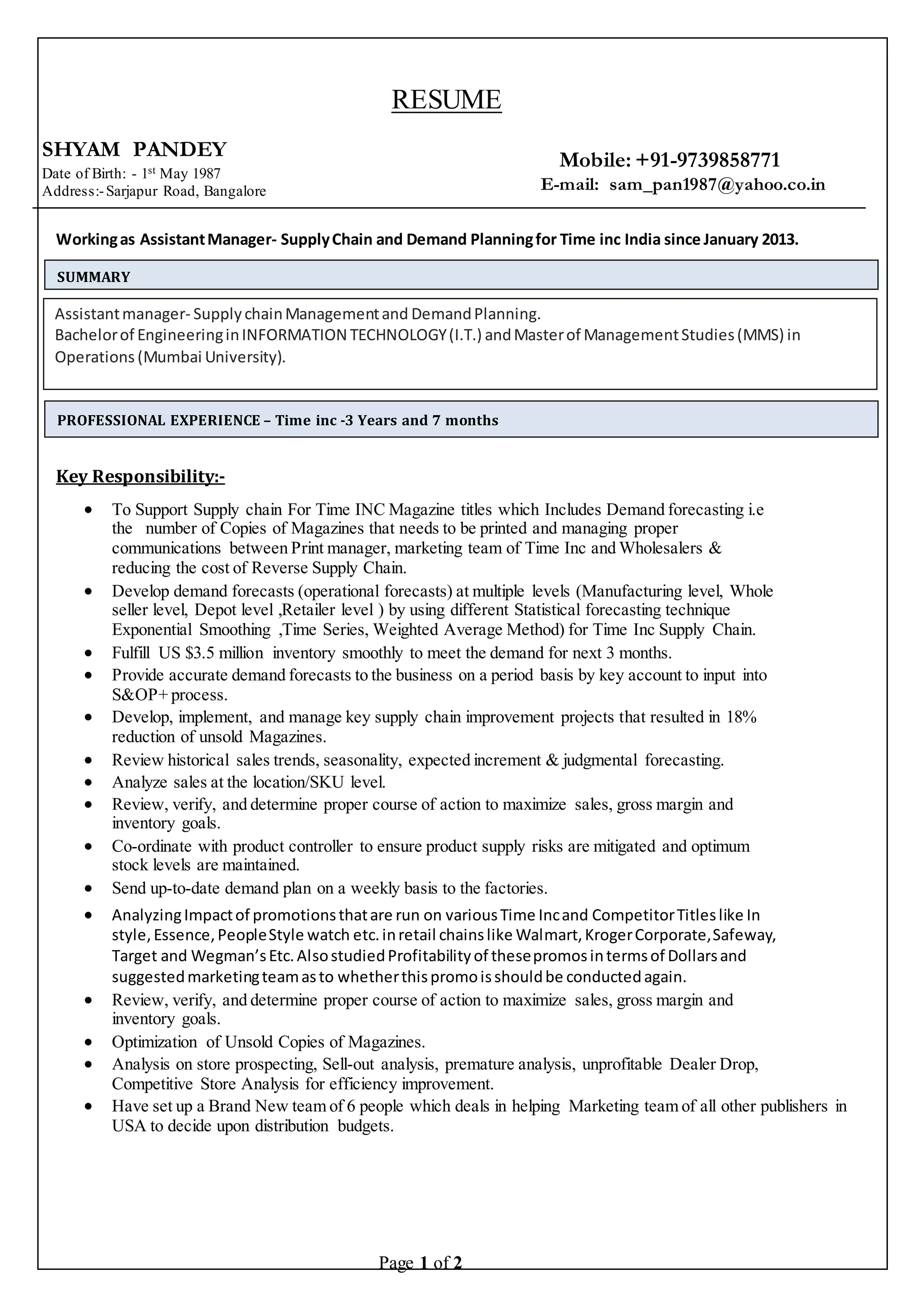 Shyam Pandey_Resume_SCM | DOCX