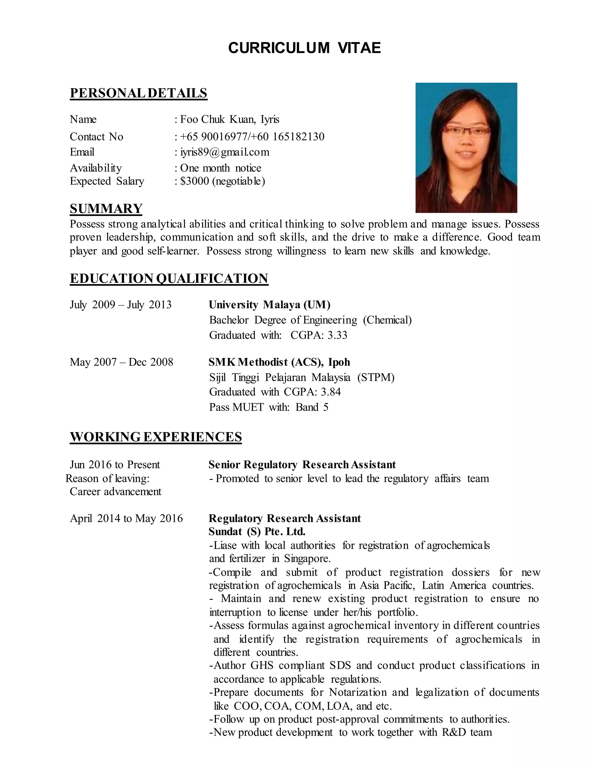 CURRICULUM VITAE | DOCX | Chemistry | Science