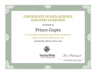 Data Science Certificate Prince Gupta | PDF