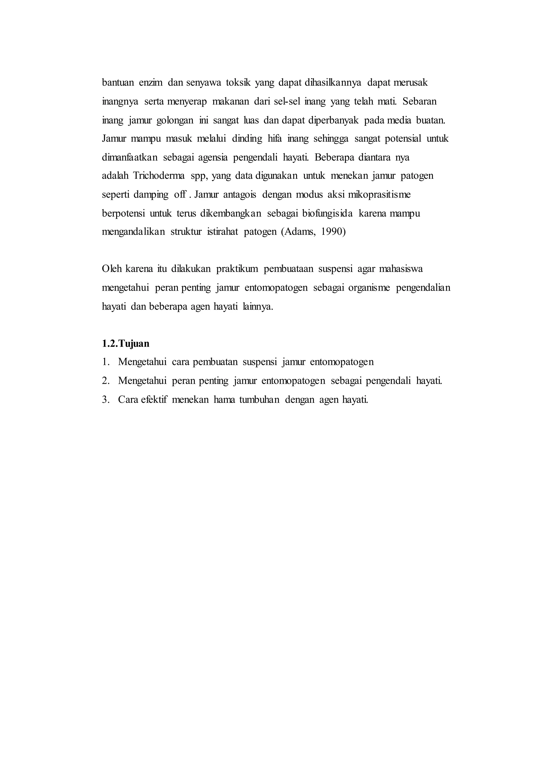 PEMBUATAN SUSPENSI JAMUR ENTOMOPATOGEN | DOCX