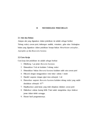 PEMBUATAN SUSPENSI JAMUR ENTOMOPATOGEN | DOCX