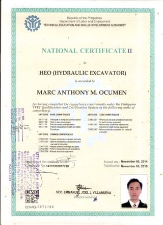 Athenticated NCII-Backhoe3 | PDF