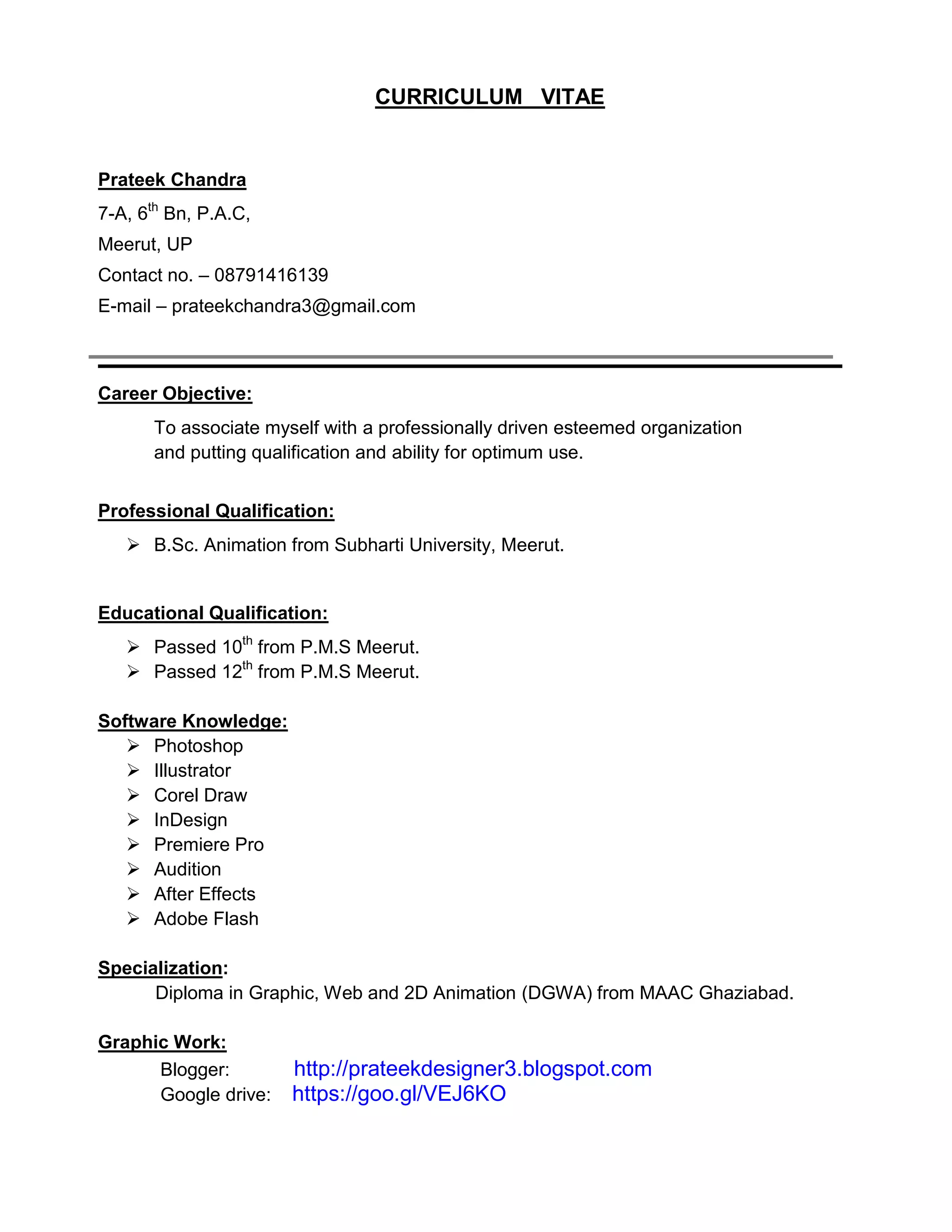 prateek resume | PDF | Technology & Computing