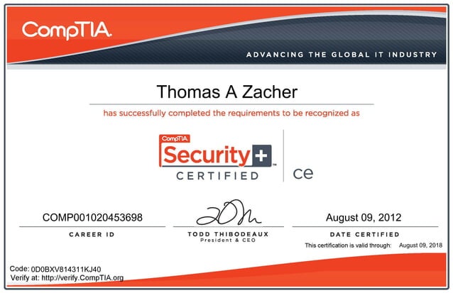 CompTIA Security+ ce certificate - recert | PPT