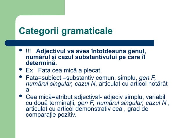 Recapitularea noțiunilor despre adjectiv | PPT