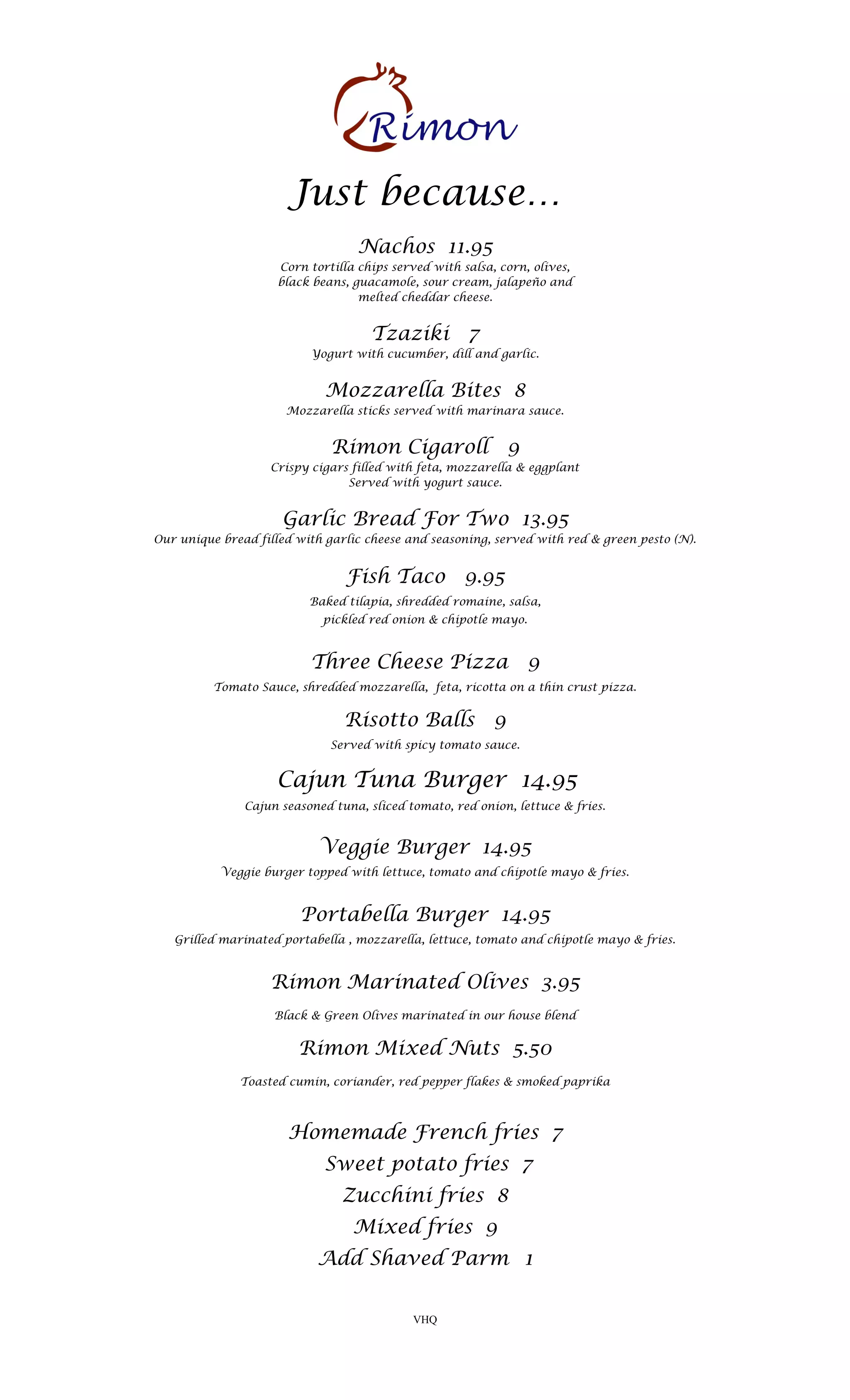 Rimon Bar Menu | PDF