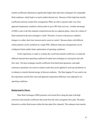 Plate Heat Exchanger Lab Report Group B4 | PDF