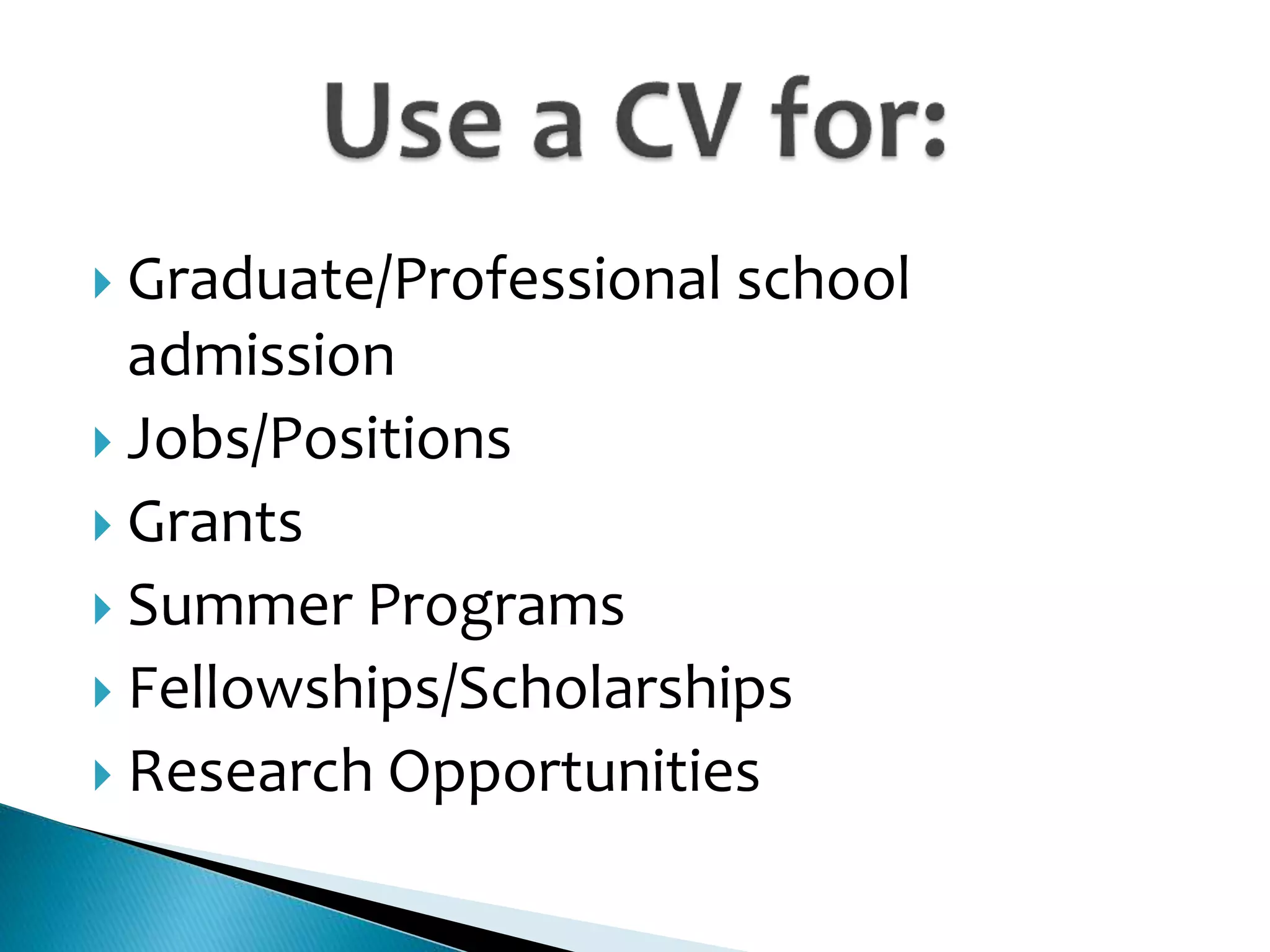 Developing a Curriculum Vitae | PPTX