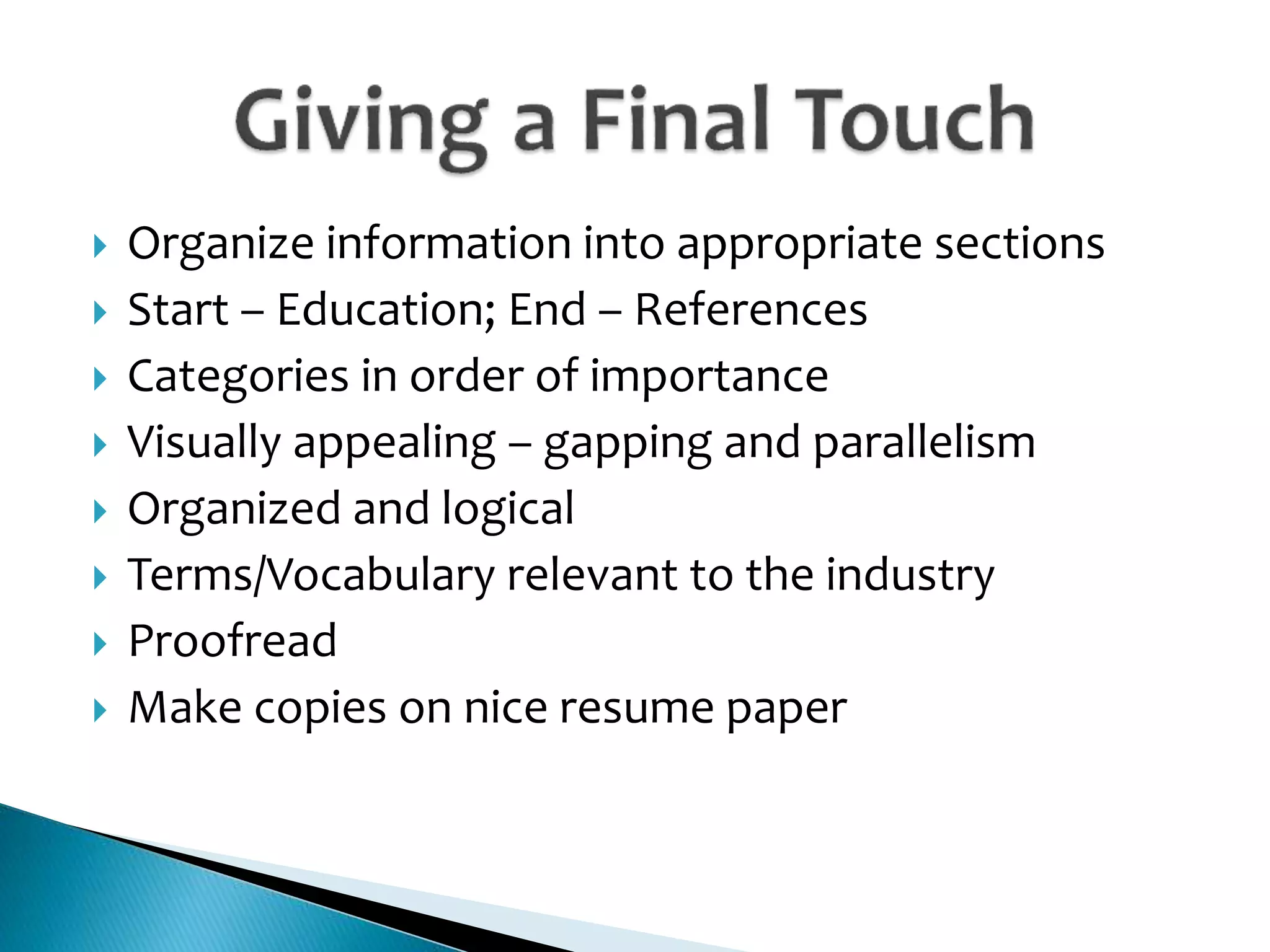 Developing a Curriculum Vitae | PPTX