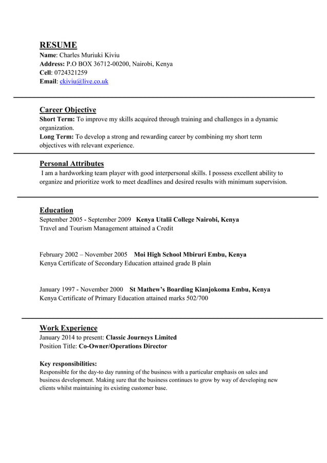CHARLES MURIUKI CV | PDF