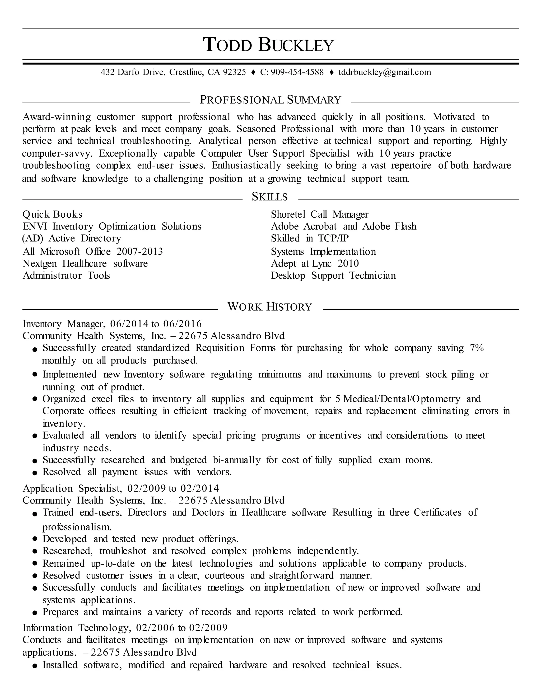 Todd Buckley Resume 1 | DOCX