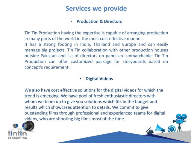 Tin Tin Production - Profile | PPT