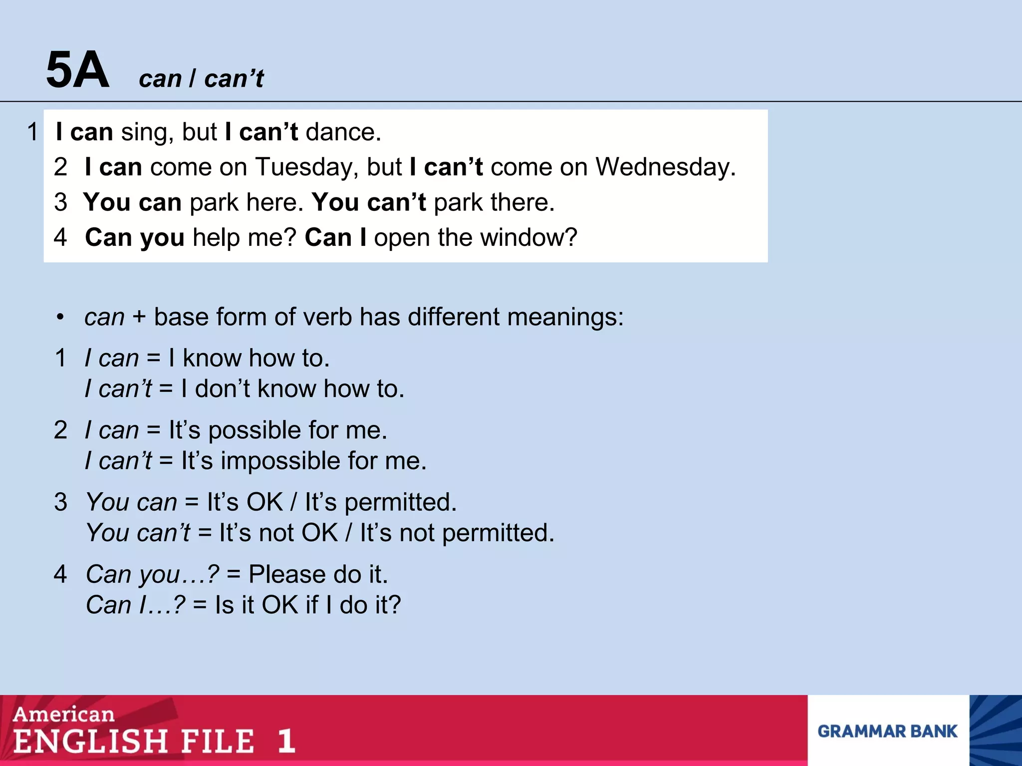 5A - Can/Can´t | PPT