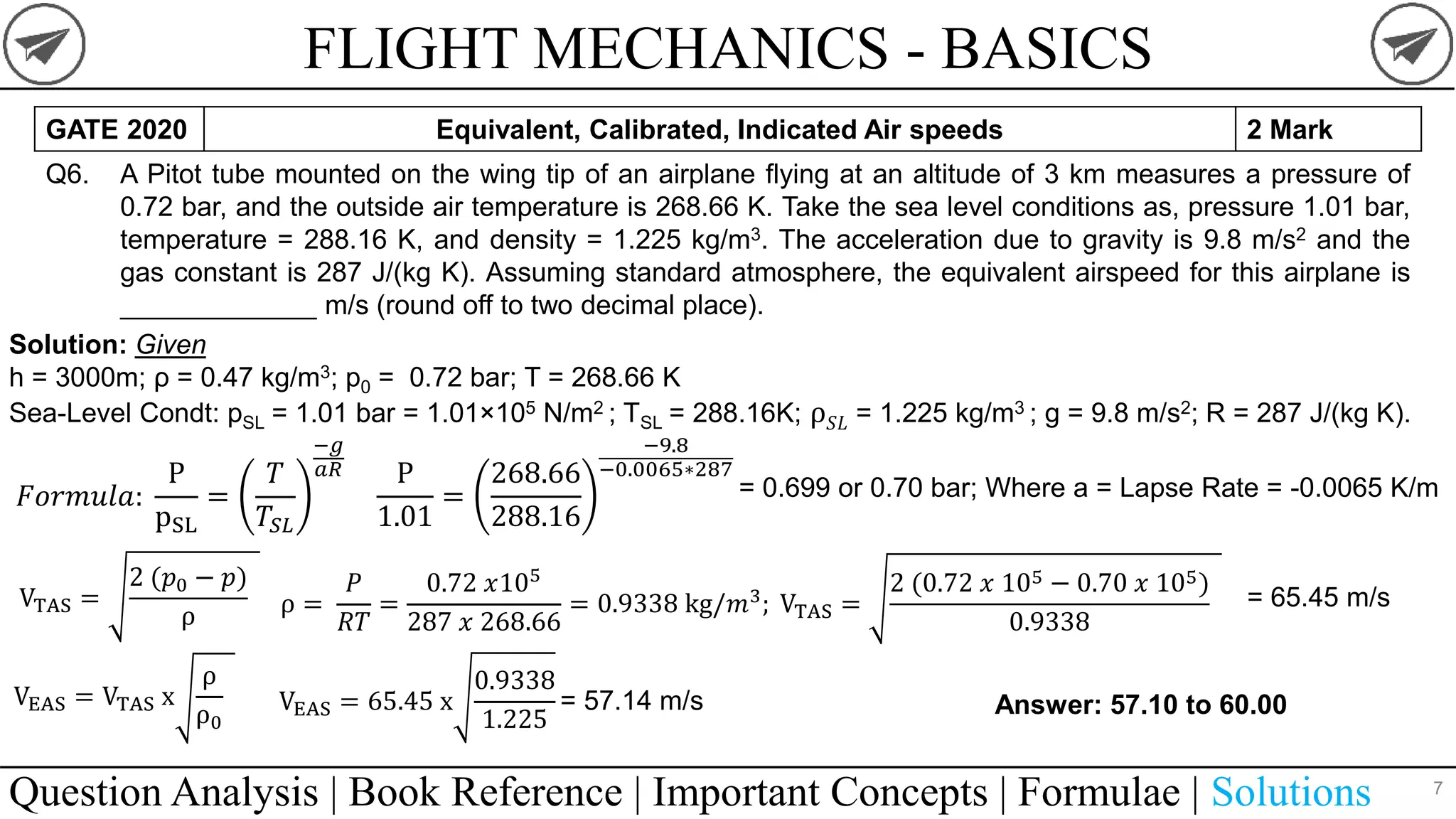 Airspeeds | Q & A | Question Analysis | Flight Mechanics | GATE ...