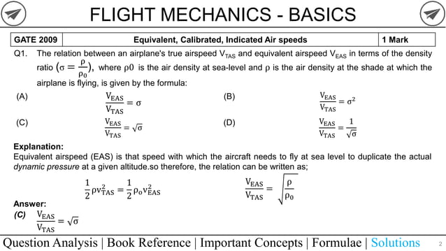 Airspeeds | Q & A | Question Analysis | Flight Mechanics | GATE ...
