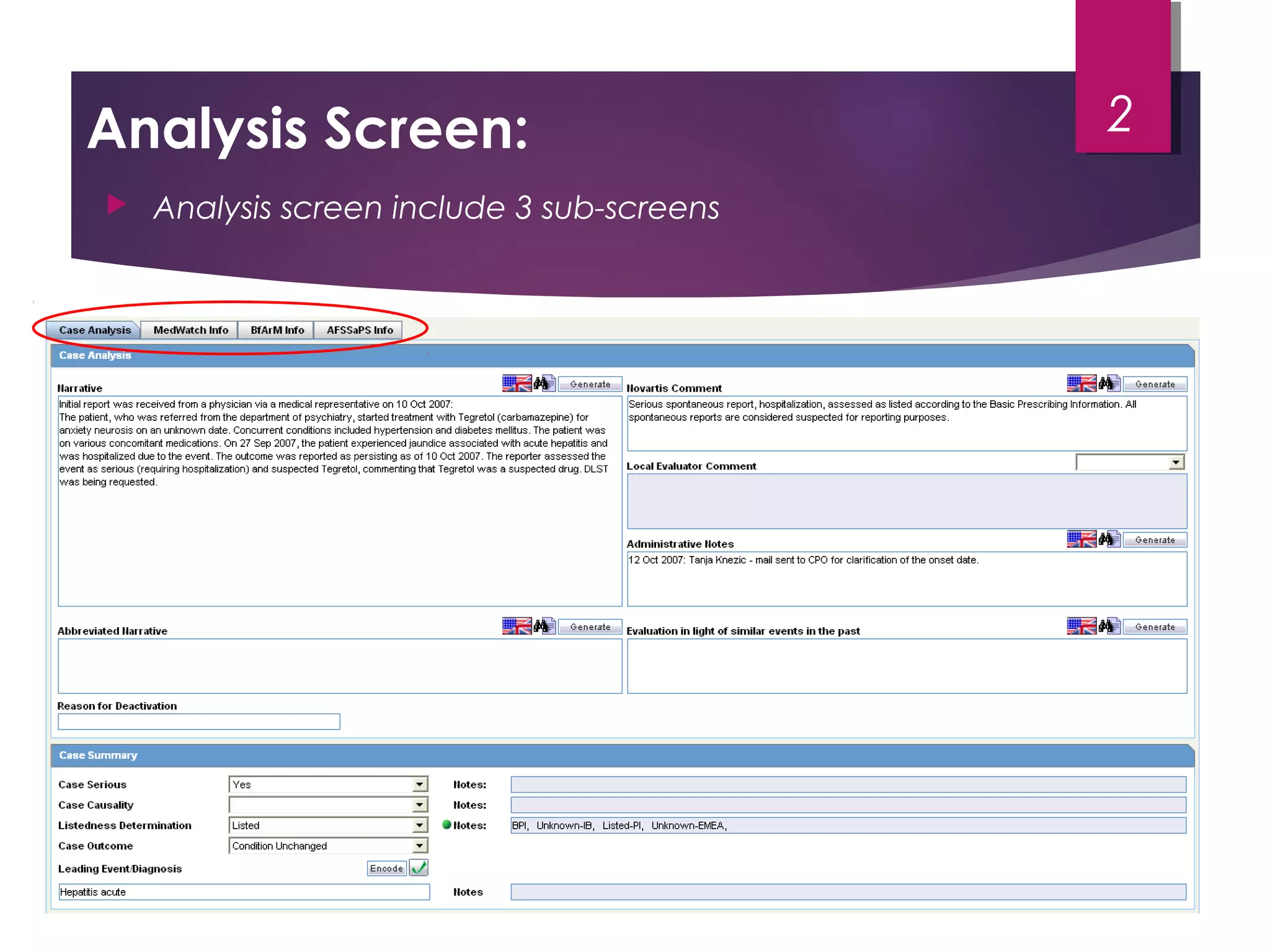 Argus Analysis Tab Screen - Katalyst HLS | PPT