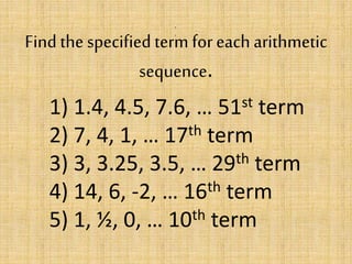 Arithmetic Sequence: Finding the nth Term | PPTX
