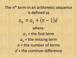 Arithmetic Sequence: Finding the nth Term | PPTX