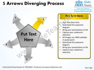 5 arrows diverging concept process chart software power point templates ...
