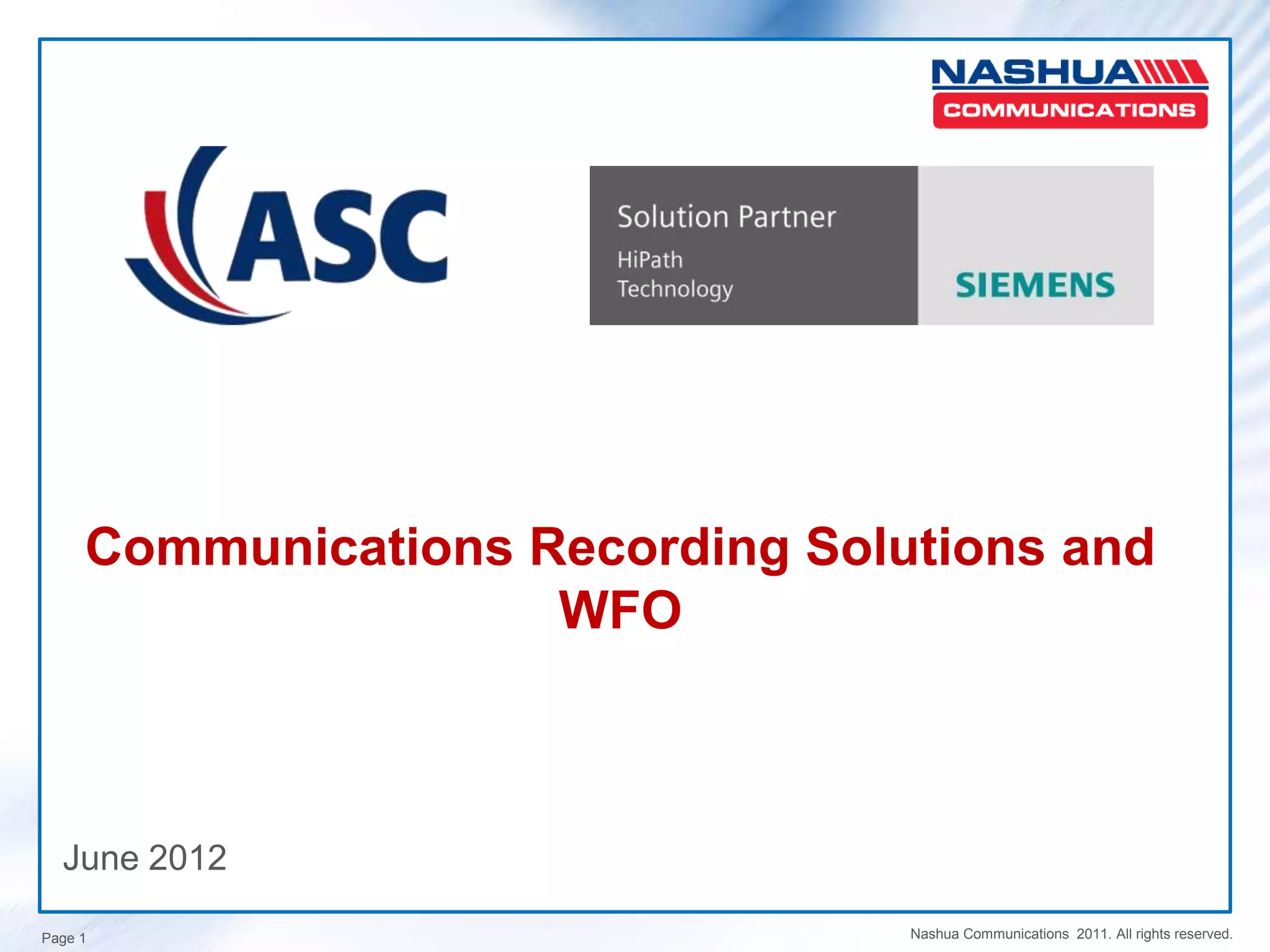 ASC Communication Recording Solution | PPT