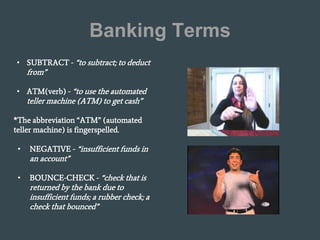 5b. Talking About Money - Basic Money Signs and Banking Terms | PPTX