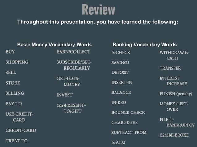 5b. Talking About Money - Basic Money Signs and Banking Terms | PPTX ...