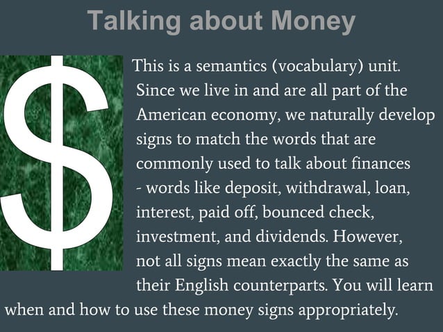 5b. Talking About Money - Basic Money Signs and Banking Terms | PPTX ...