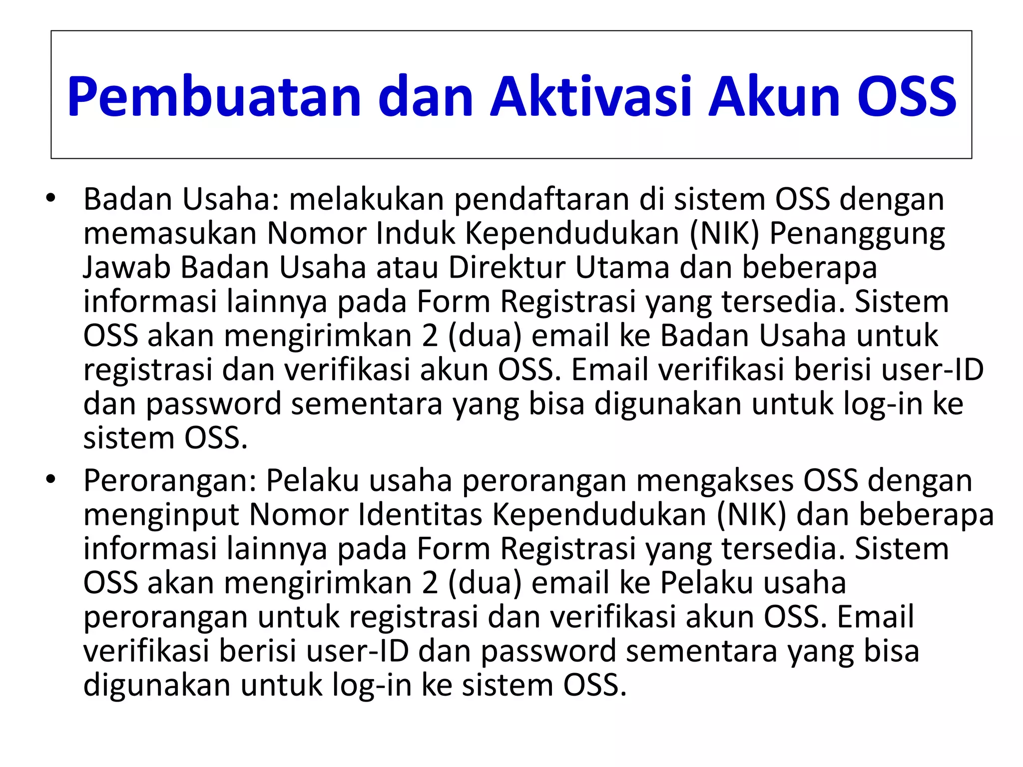 Mekanisme _Tata Cara Pengisian Data Perizinan Kegiatan Usaha pada OSS 1 ...