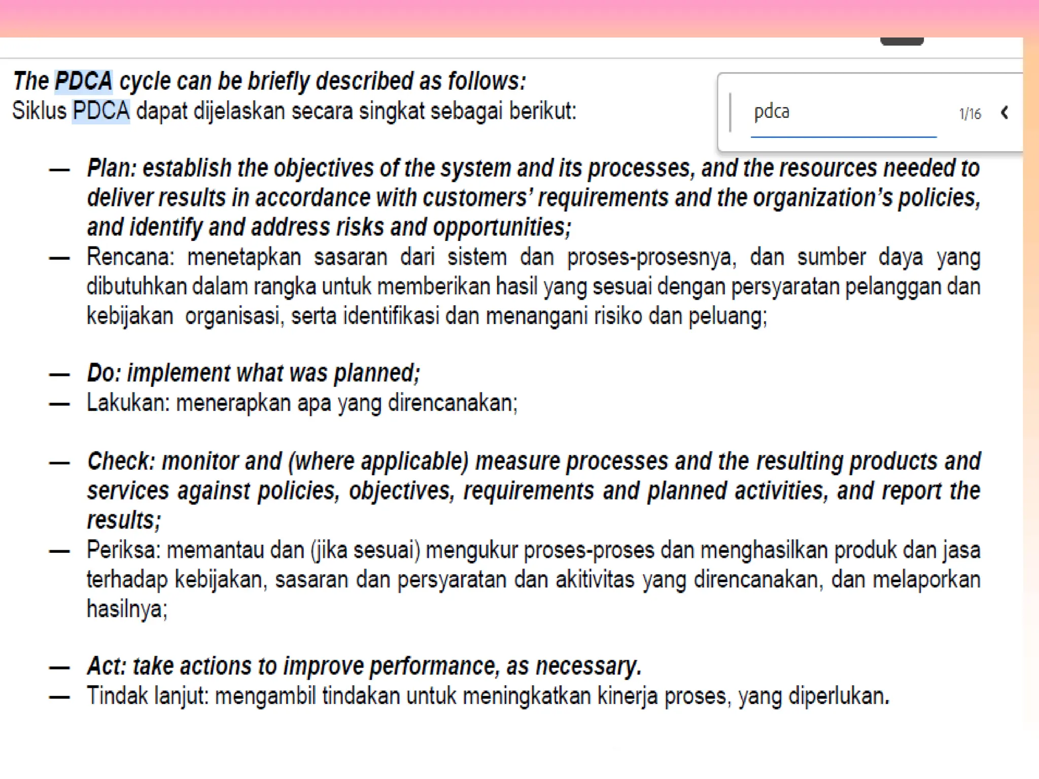 Siklus PDCA pada TPM _Training "TOTAL PRODUCTIVE MAINTENANCE (TPM)". | PPTX