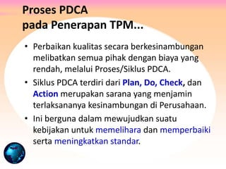Siklus PDCA pada TPM _Training "TOTAL PRODUCTIVE MAINTENANCE (TPM)". | PPTX