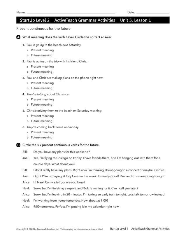 Guía de Ingles libro start up 2 lesson 2 | PDF