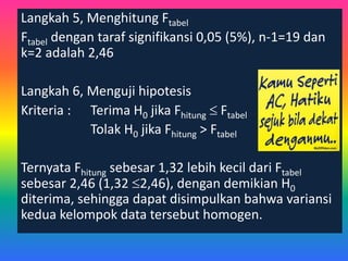 uji homogenitas varians | PPT