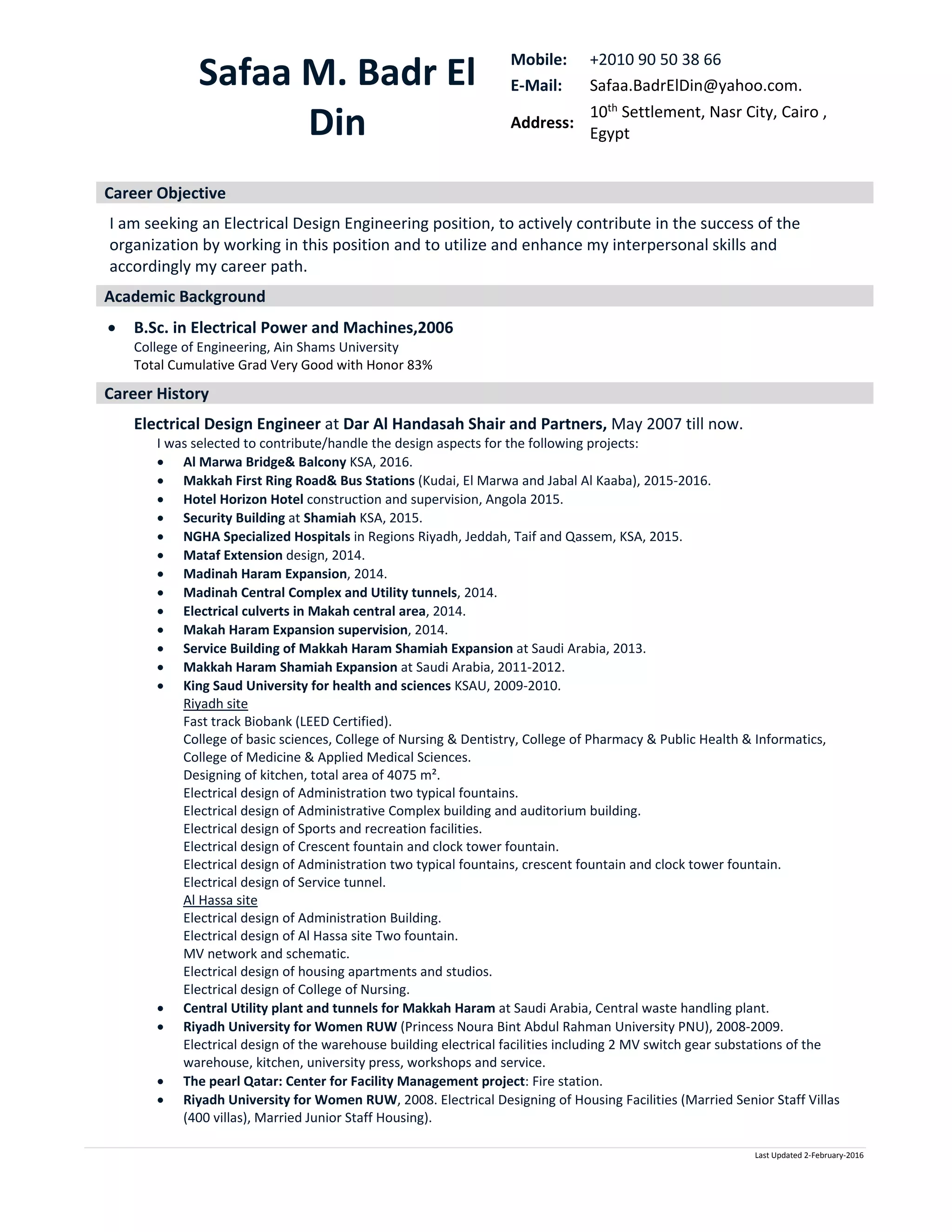 Safaa M Badr El-Din CV | PDF