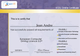 ECDL Online certificate | PDF | Online Education | Education