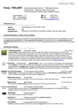CV_Franky_Poelaert_2016_NL | PDF | Technology & Computing