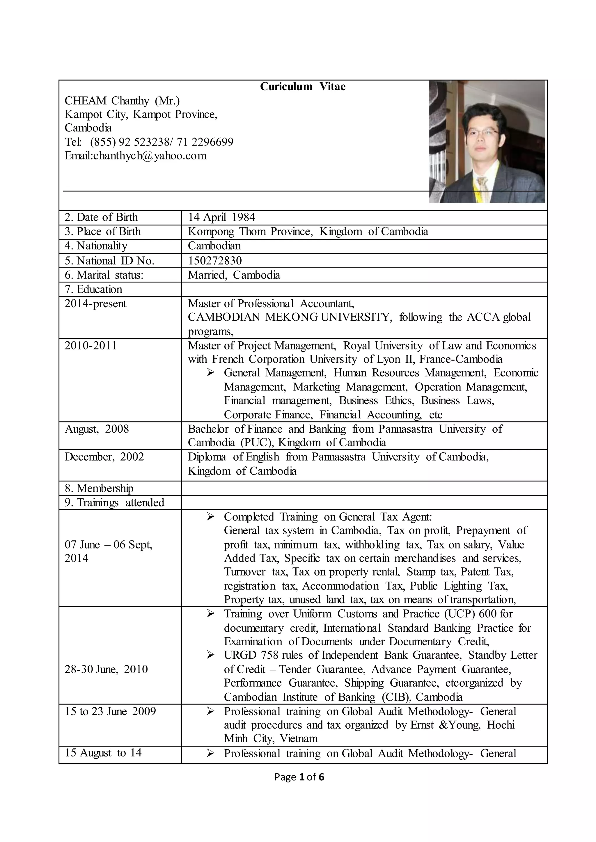 Cheam Chanthy- CV | DOCX