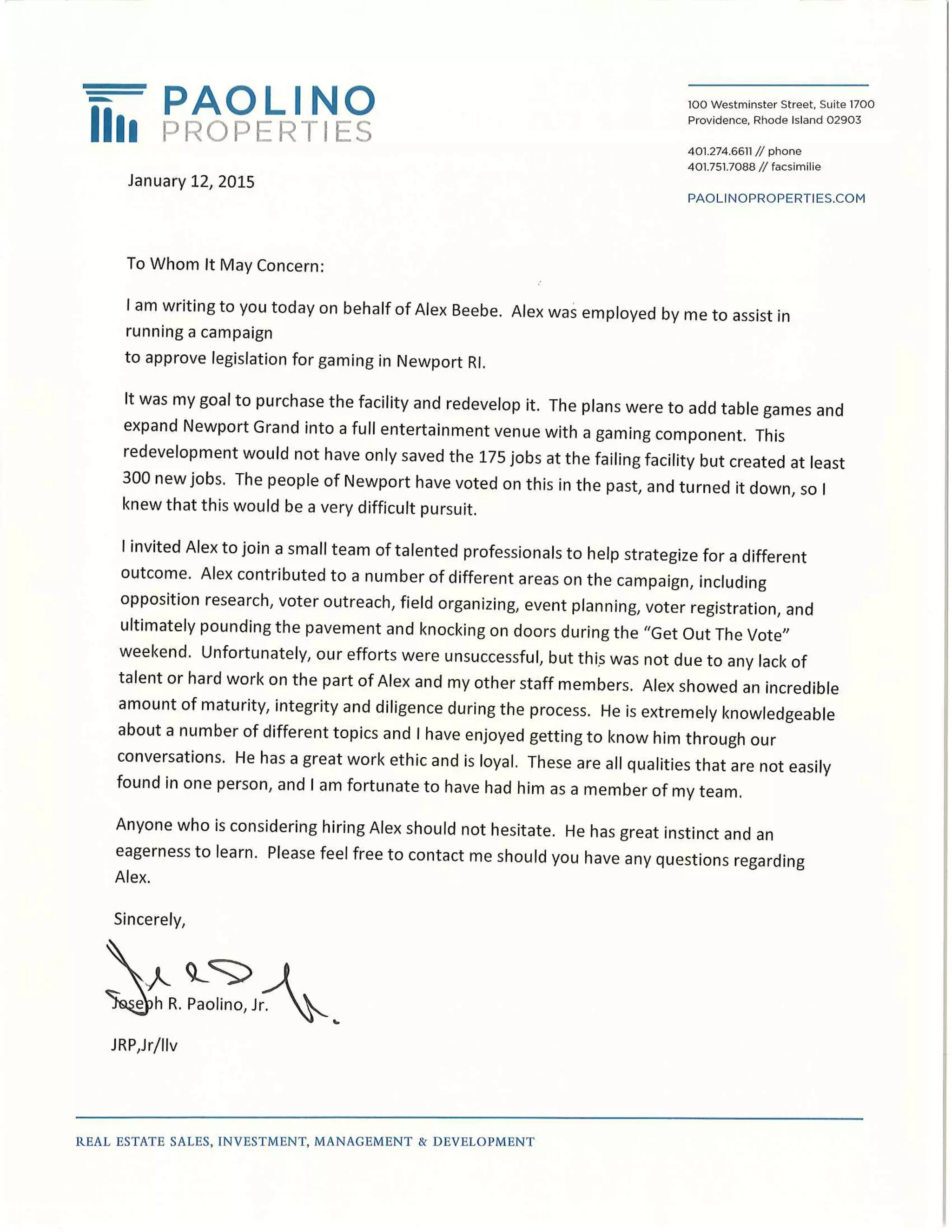 Letter of recommendation - Alex Beebe | PDF