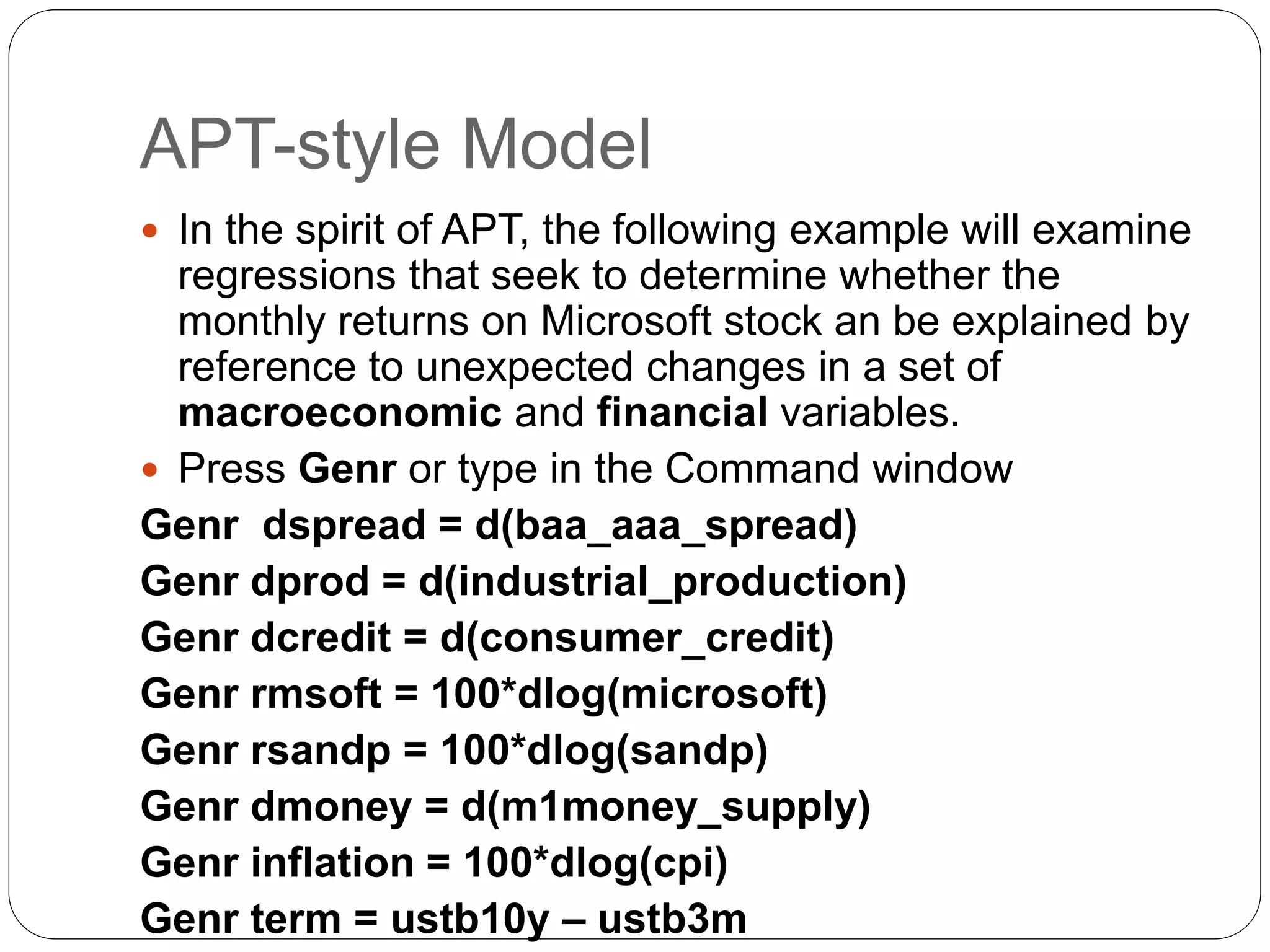 Practical Examples using Eviews.ppt