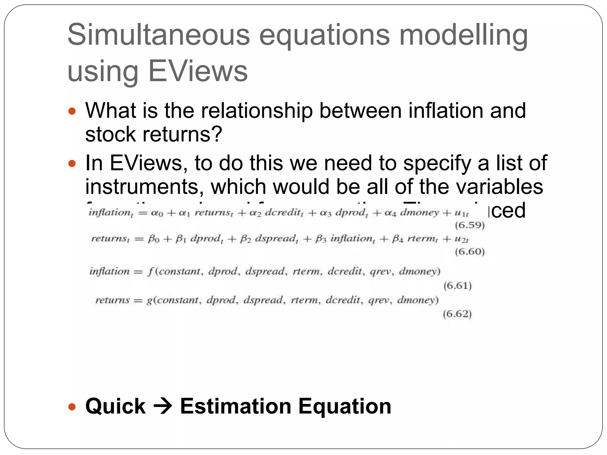 Practical Examples using Eviews.ppt