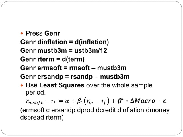 Practical Examples using Eviews.ppt | Stocks and Bonds | Personal Investing