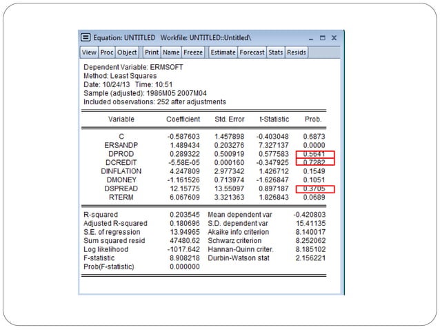 Practical Examples using Eviews.ppt | Stocks and Bonds | Personal Investing