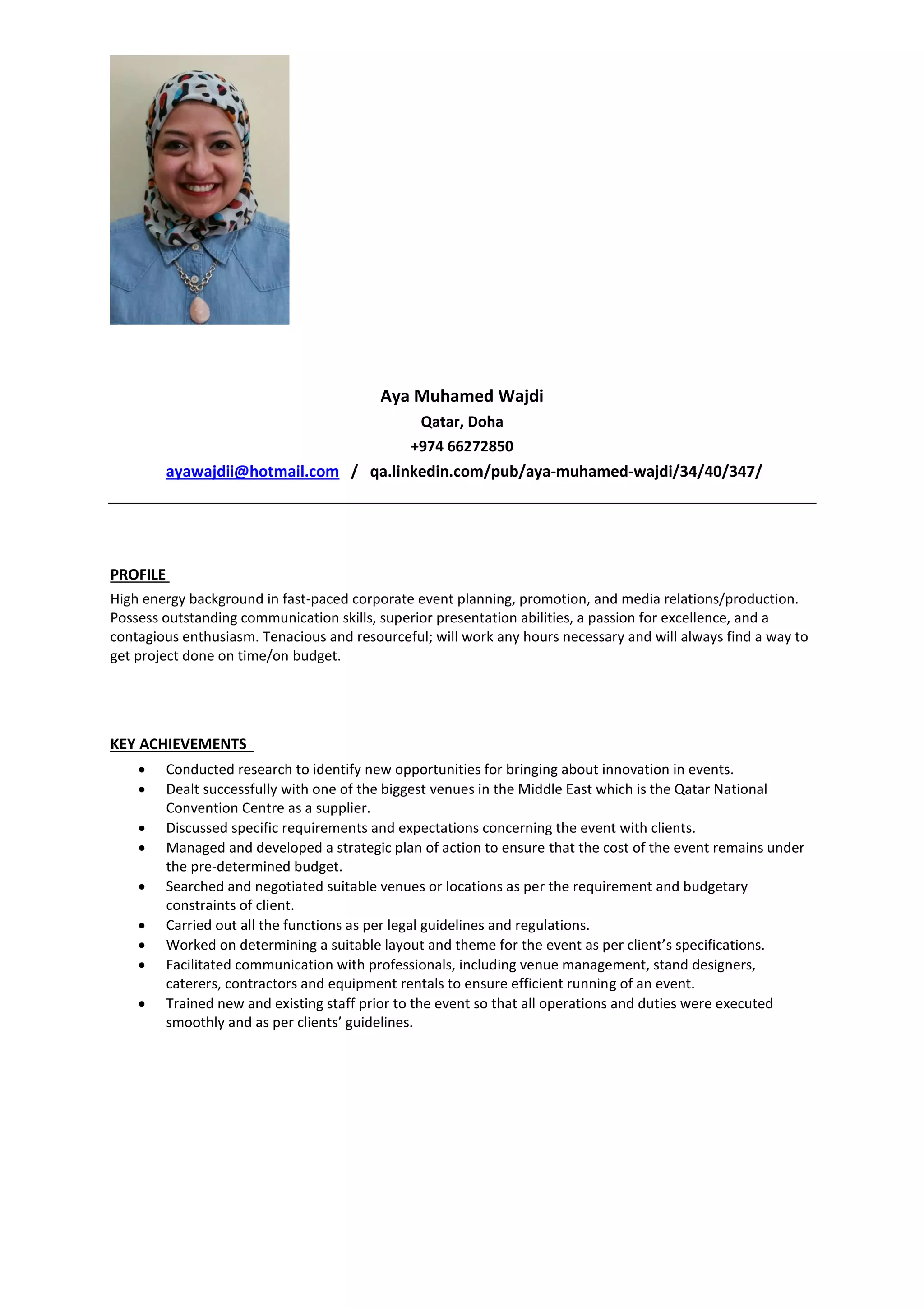 Aya Wajdi CV1 | PDF | Air Travel | Travel Type