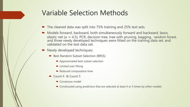 Variable Selection Methods Ppt
